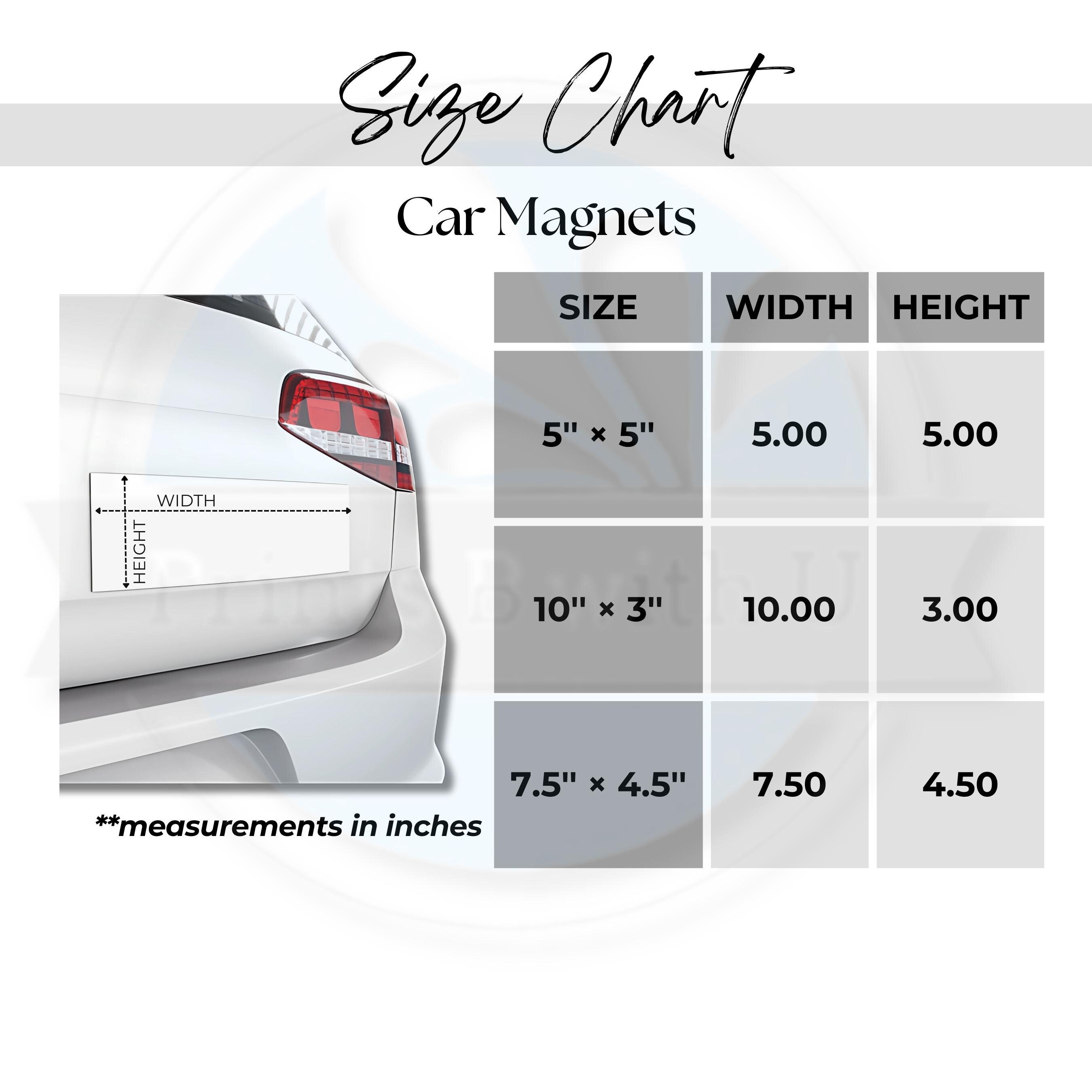 Car Magnets Size Chart, Car Bumper Magnets Sizing Guide, Car Magnet ...