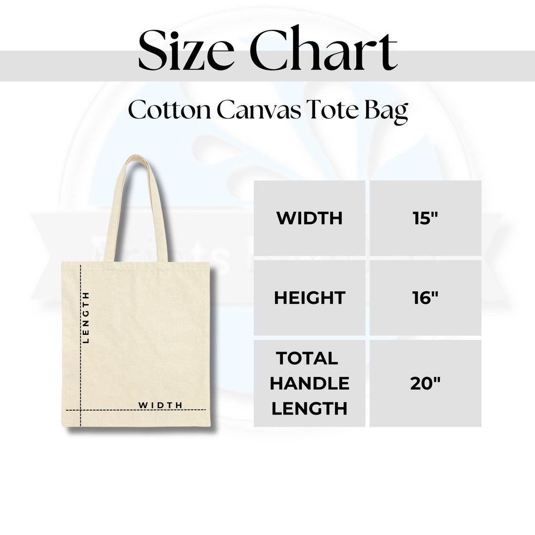 Canvas Tote Bag Size Chart 15 x16 Tote Bag Sizing Guide Natural