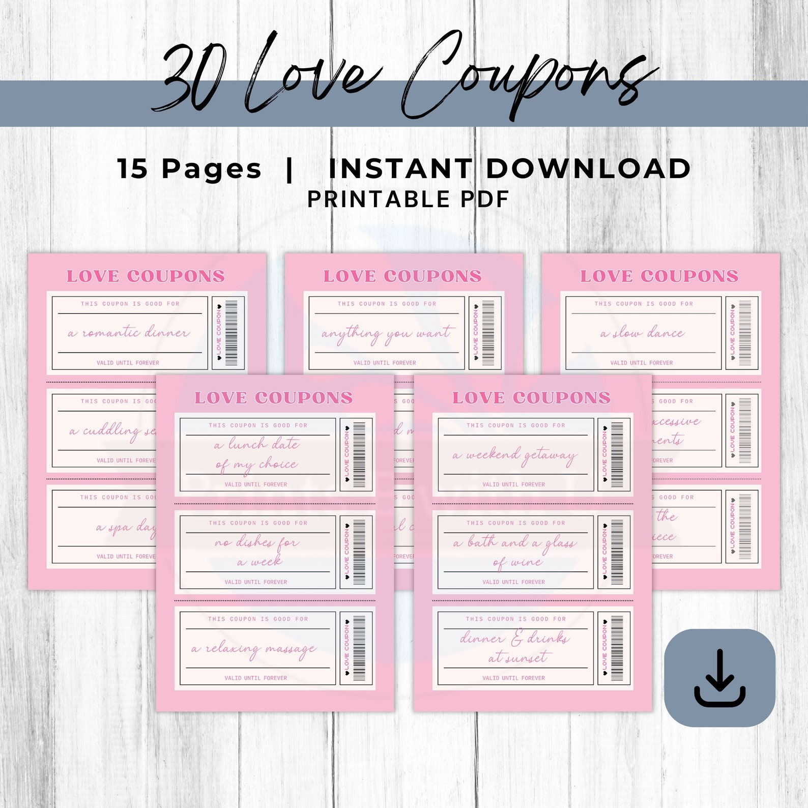 Printable Love Coupons Instant Download PDF Couple Coupon Book ...