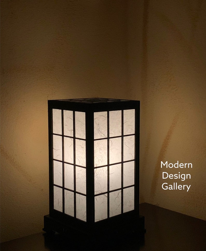 Handmade Asian Table Lamp: Wood & Paper Mood Lighting - Etsy