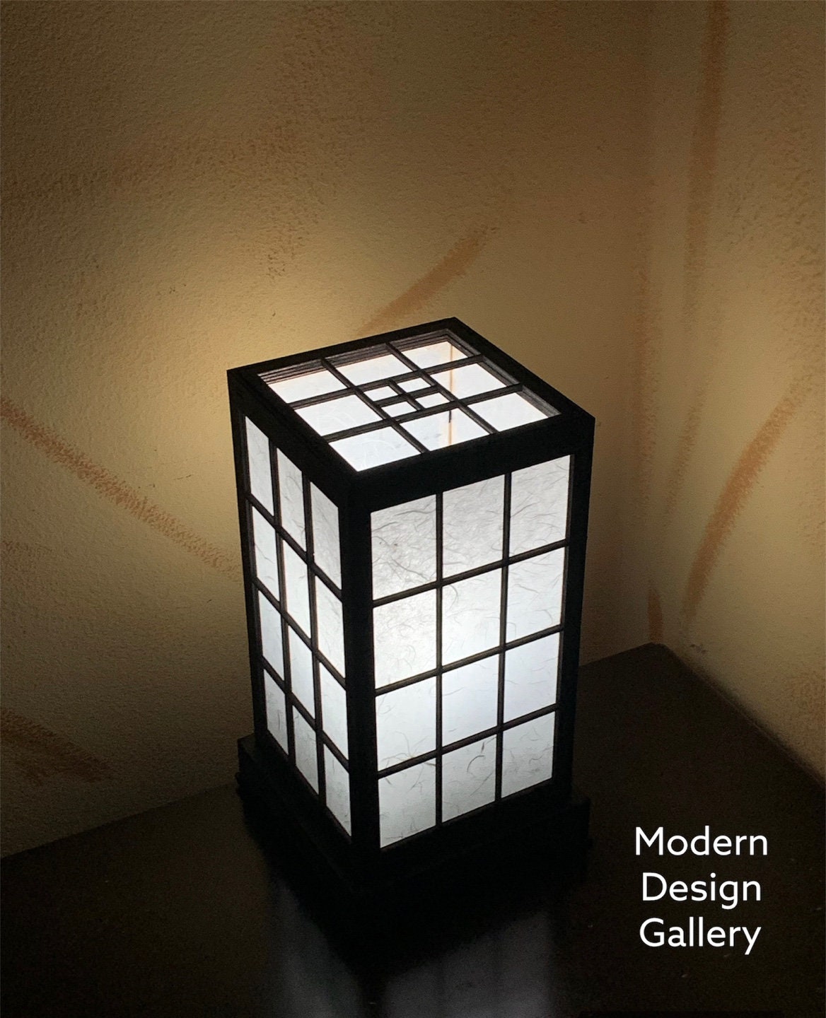 Handmade Asian Table Lamp: Wood & Paper Mood Lighting - Etsy