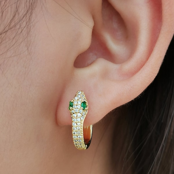 Snake Hoop Earrings - Etsy