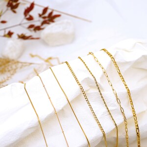 18 Dainty Chain 14k Gold Plated Figaro Chain Rope Chain Box Chain Curb ...