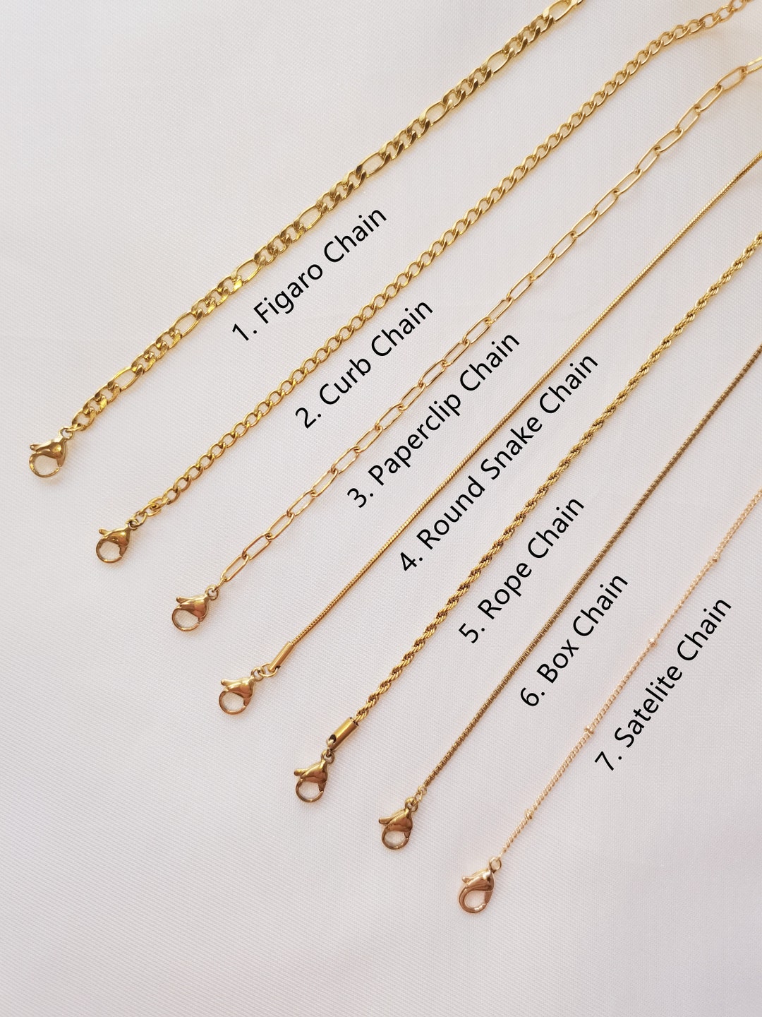 18 Dainty Chain 14k Gold Plated Figaro Chain Rope Chain Box Chain Curb ...