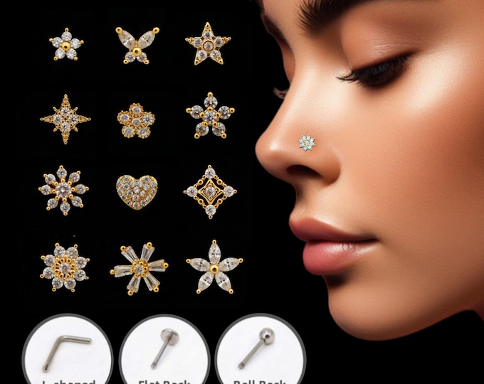 Gold Nose Stud Big and Unique - Etsy