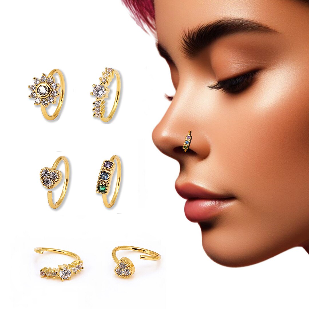 CZ Nose Ring, 20G Dainty Nose Hoop piercing Required Nose Piercing ...