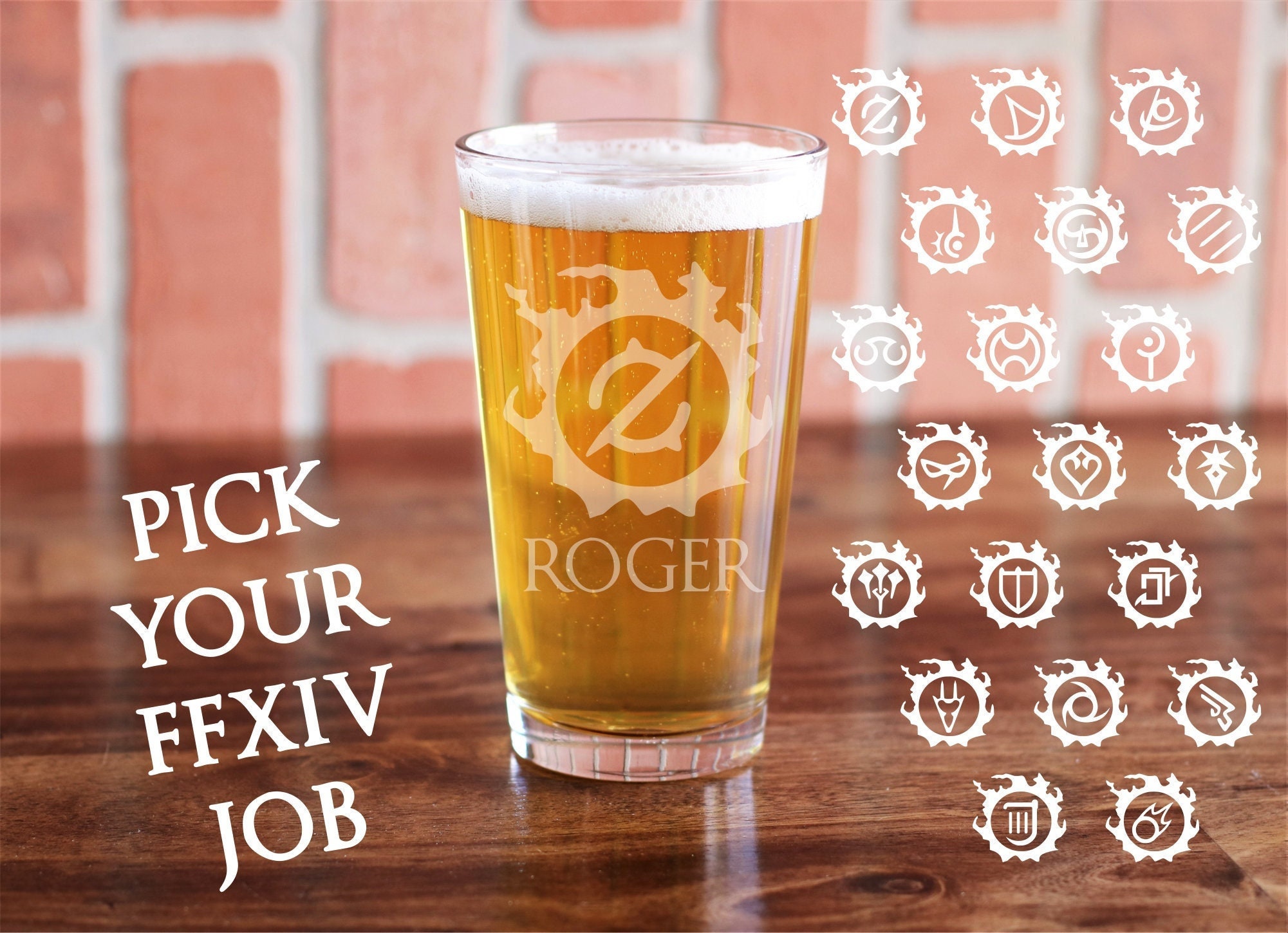 Personalized Final Fantasy XIV Job Pint Glass, FFXIV Beer Glass, Final ...