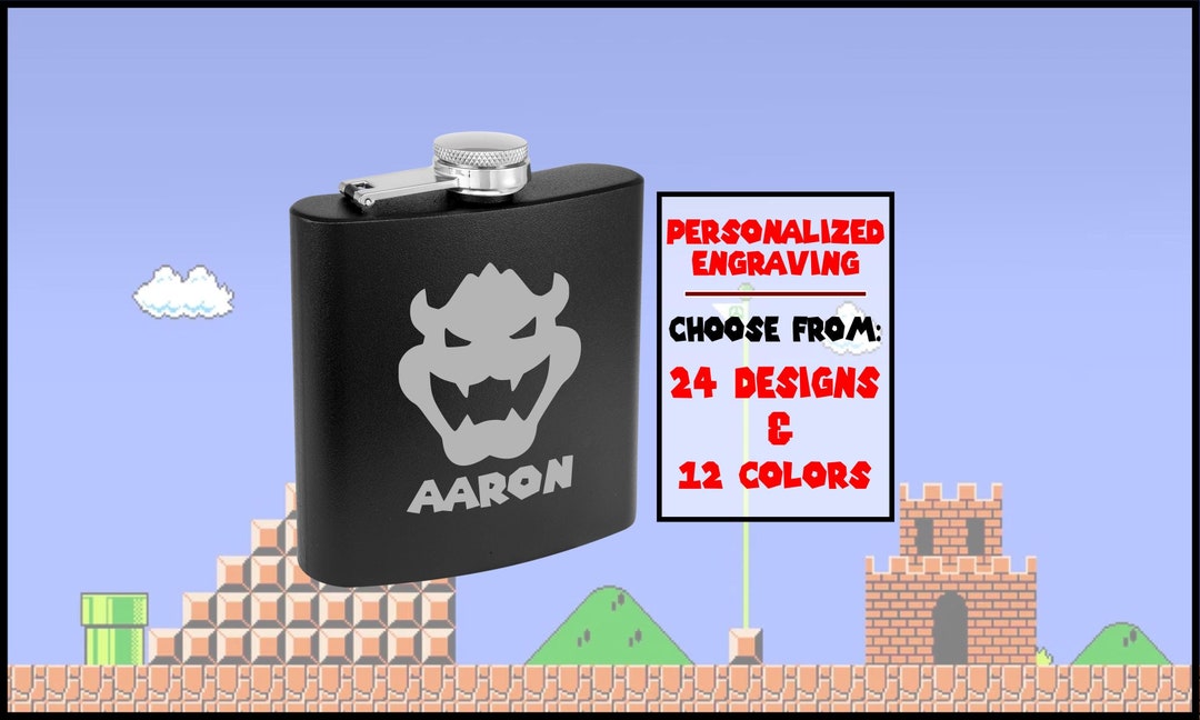 Custom Bowser Flask, Engraved Bowser Flask, Mario Brothers Gift ...