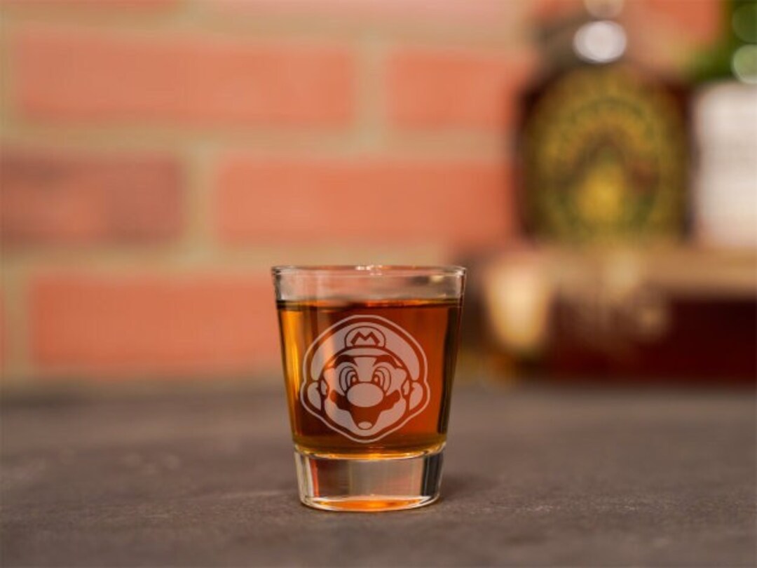 Super Mario Shot Glass, Super Mario Glass, Super Mario Gift, SNES Gift ...