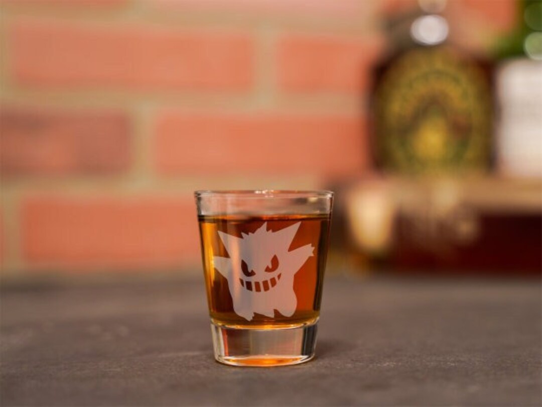 Gengar Shot Glass, Gengar Silhouette, Pokemon Shot Glass, Pokemon Glass ...