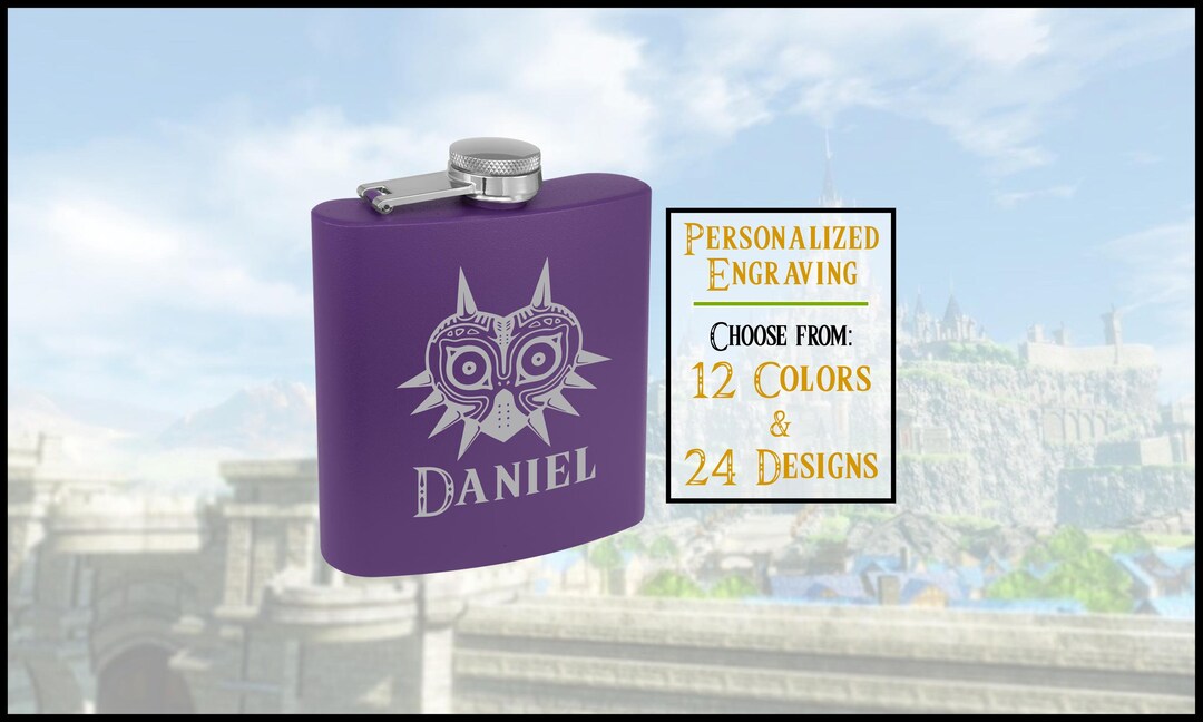 Custom Majora's Mask Flask, Engraved Zelda Flask, Majora's Mask Gift ...