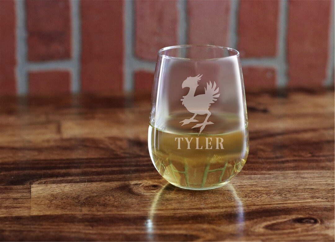 Chocobo Wine Glass, Etched Chocobo Wine Glass, Final Fantasy Wine Glass ...