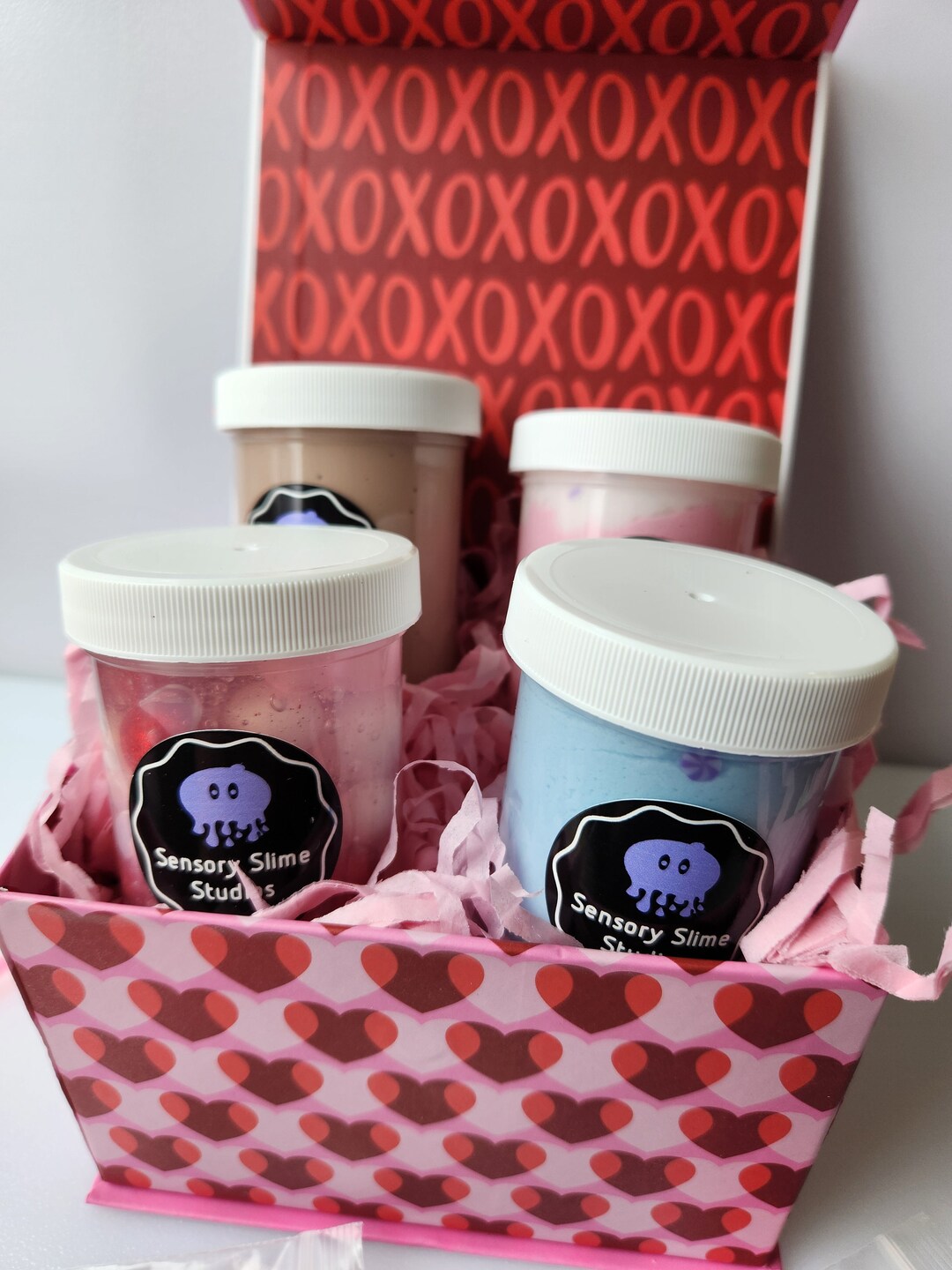 Valentine's Day Slime Gift Box 4 Pack of 4 Oz Jars, Scented Cloud ...