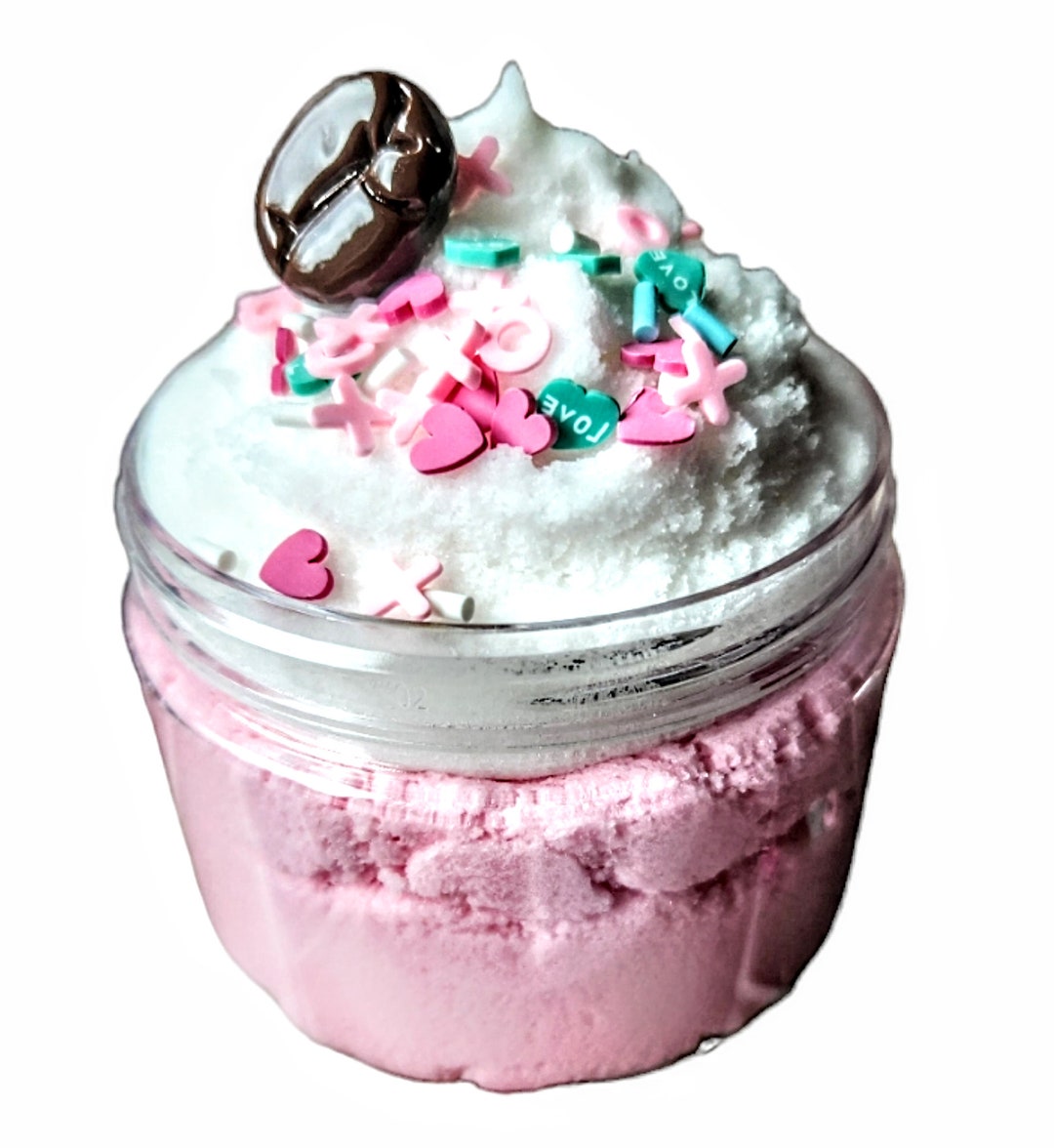 Strawberry Latte Slime, Layered Pink and White Cloud Slime, Strawberry ...