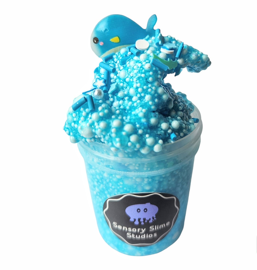 Whale Waves Clear Blue Ocean Floam Slime, Whale Charm, 4 Ounce or 10 ...
