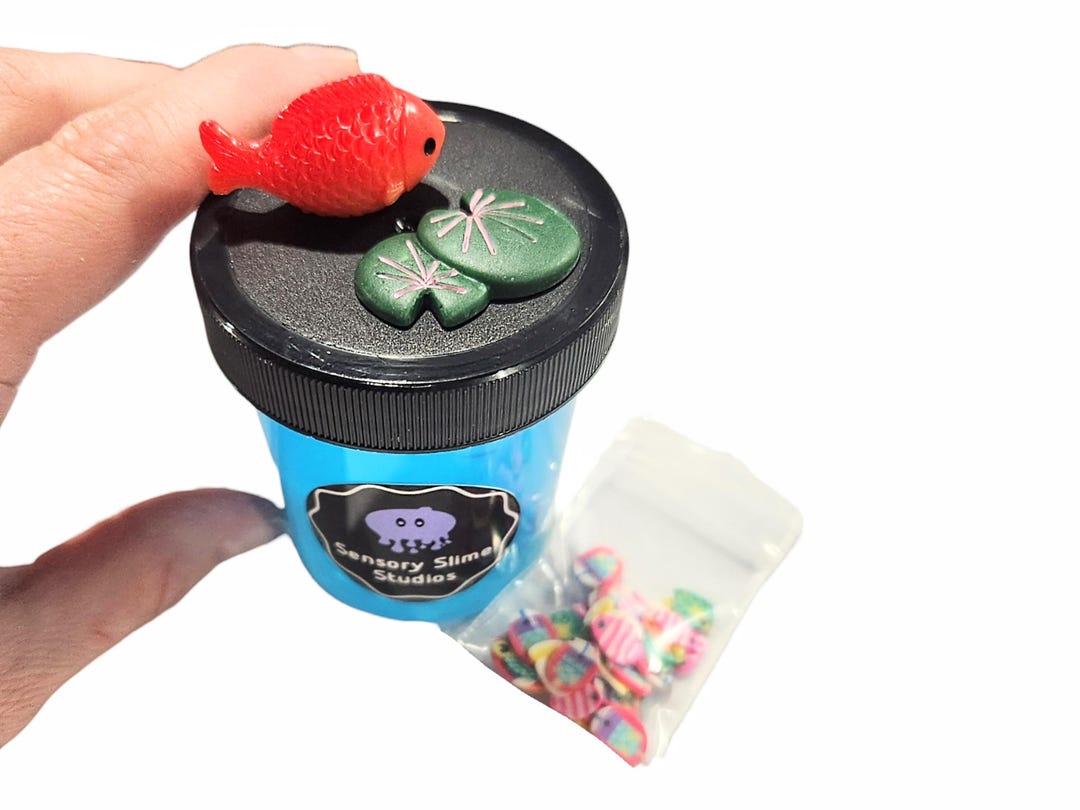 Swim Fishy Swim Slime, Thick Clear Blue Unscented, Fish Charm, Lily Pad ...