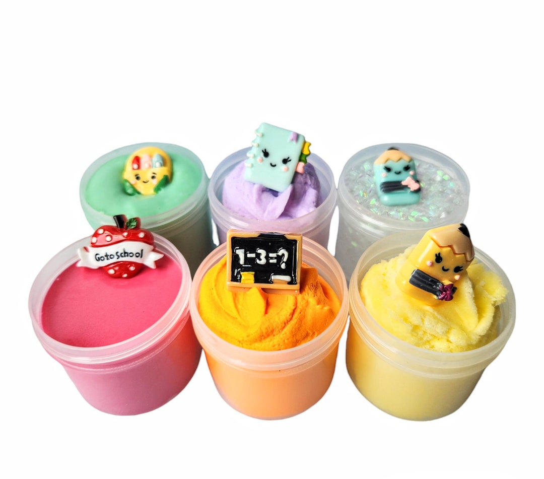 Back to School Slime Set, 6 Pack of 2 Ounce Mini Jars, Cute Scented ...