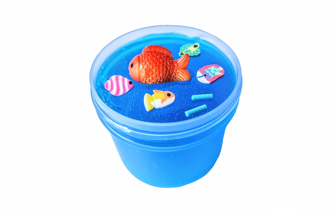 Mini Swim Fishie Swim Thick Clear Blue Unscented Slime, 2 Ounce Pocket ...