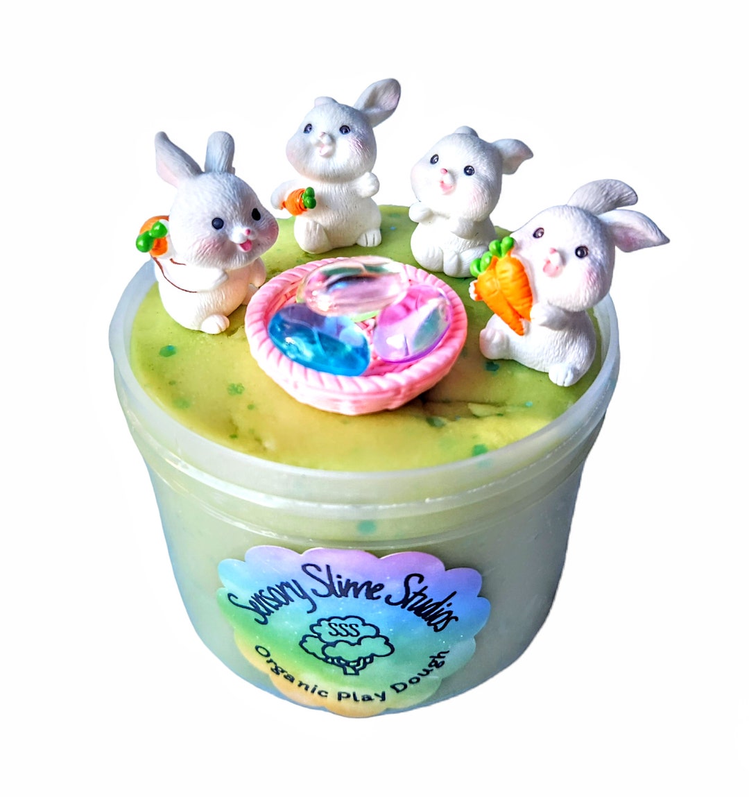 Organic Play Dough Green Glitter Spring Bunny Hop, Unscented 4 Oz or 10 ...