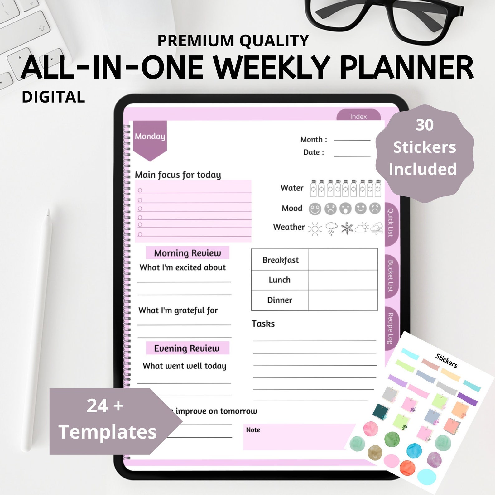 Weekly Digital Planner 2024, 2024 Weekly Planner Printable, Weekly ...