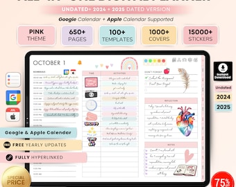 All-in-one Digital Planner 2024, 2025, 2026, Undated Digital Planner ...