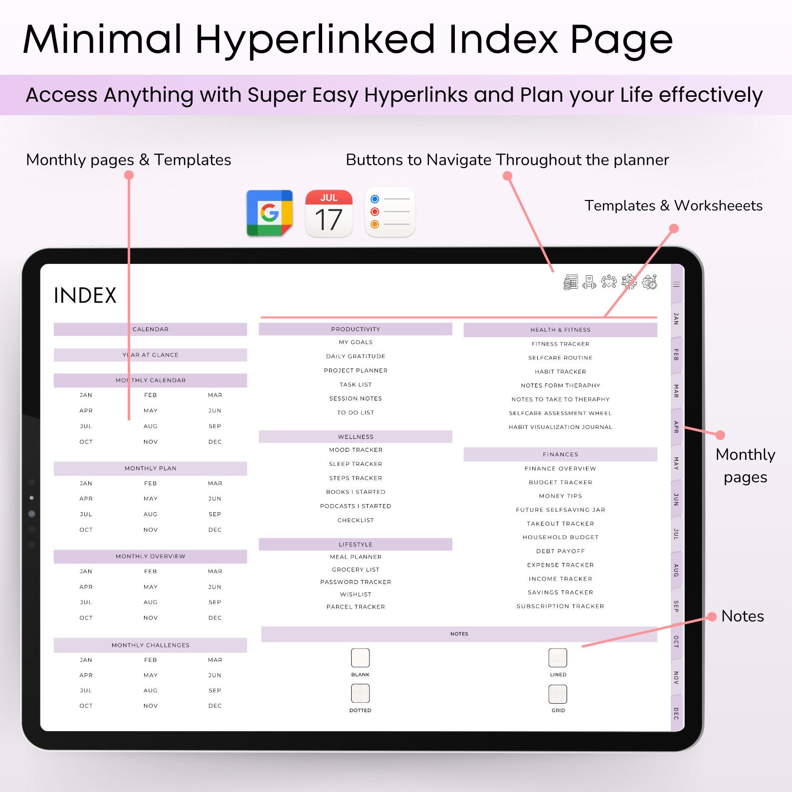 All-in-one Digital Planner 2024, 2025, 2026, Undated Digital Planner ...