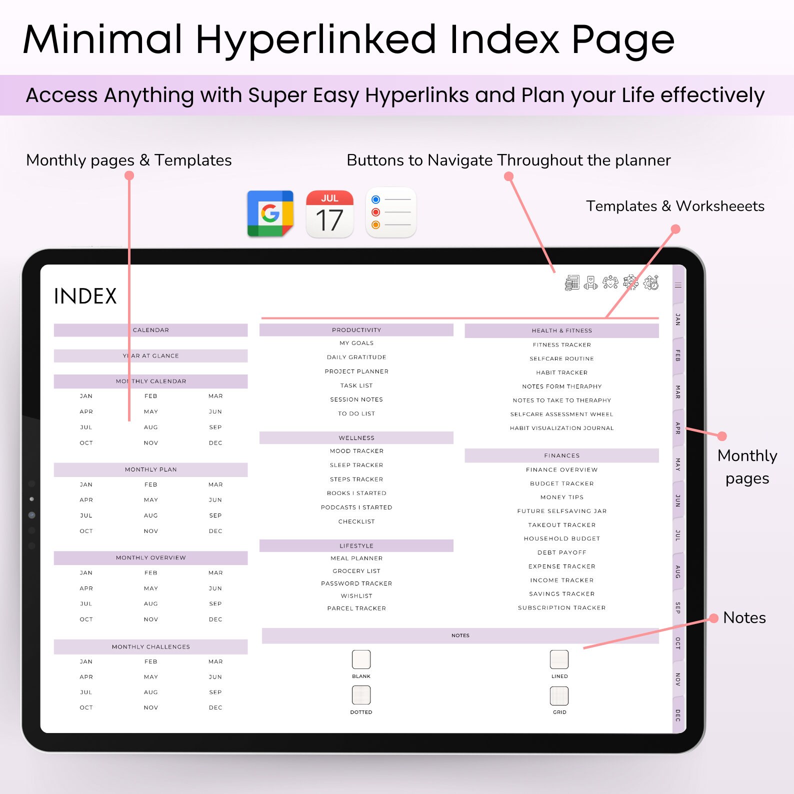 All-in-one Digital Planner 2024, 2025, 2026, Undated Digital Planner ...