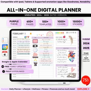 All-in-one Digital Planner 2024, 2025, 2026, Undated Digital Planner ...