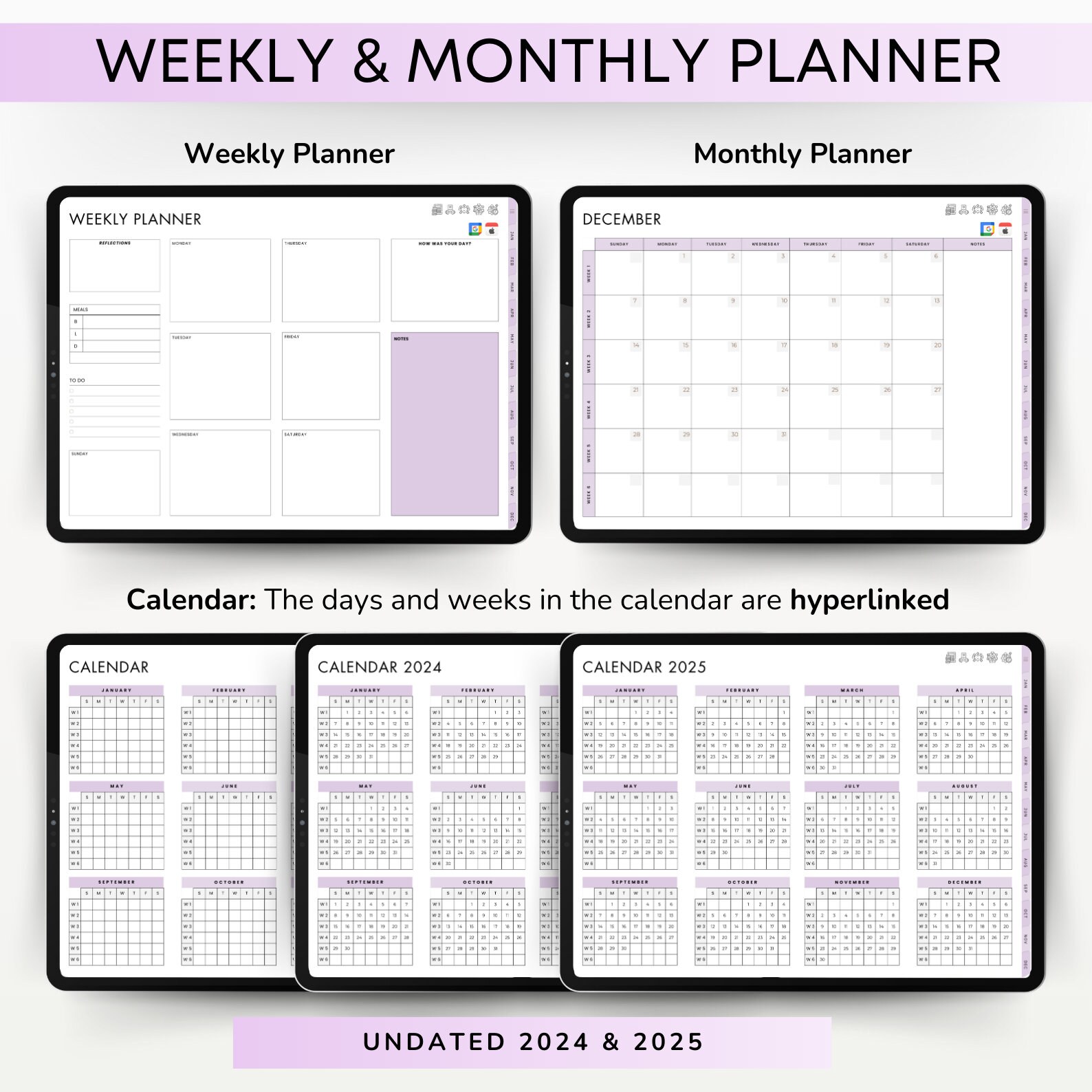 All-in-one Digital Planner 2024, 2025, 2026, Undated Digital Planner ...