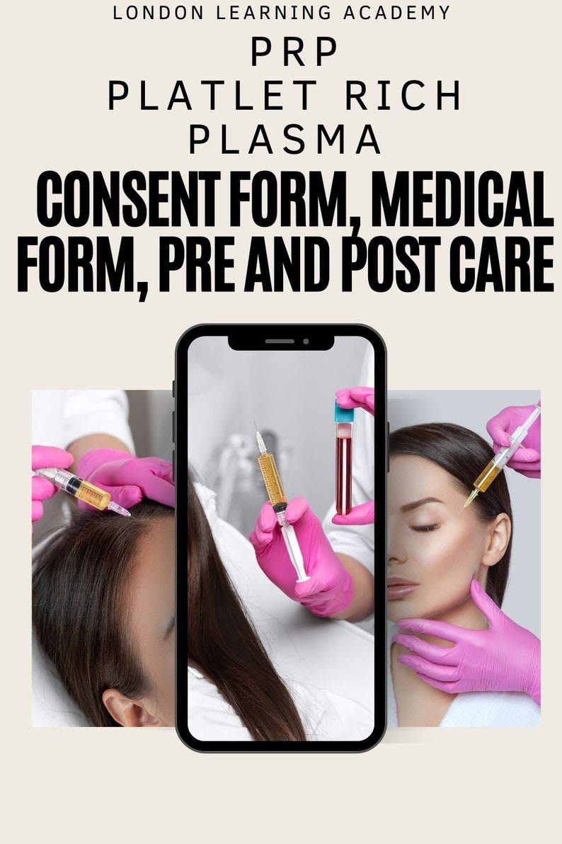 Platelet-rich Plasma PRP Forms, Intake Form, Consent Form, Pre & Aftercare, PRP Treatment Forms ...