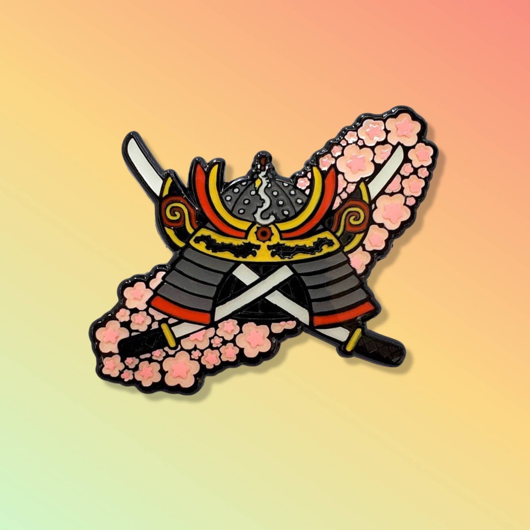 Sakura Samurai Enamel Pin for Fitted Hats, Pin for Bag, Japan Enamel ...