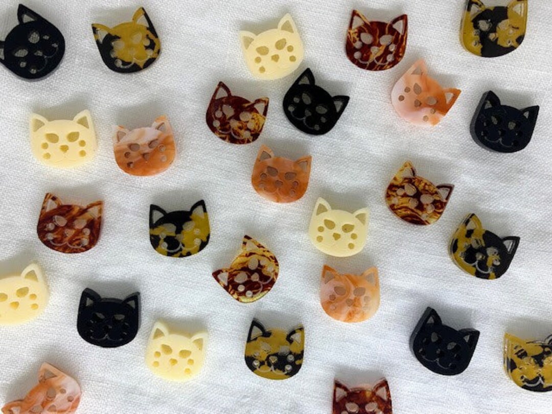 Cat Buttons set of 6 - Etsy