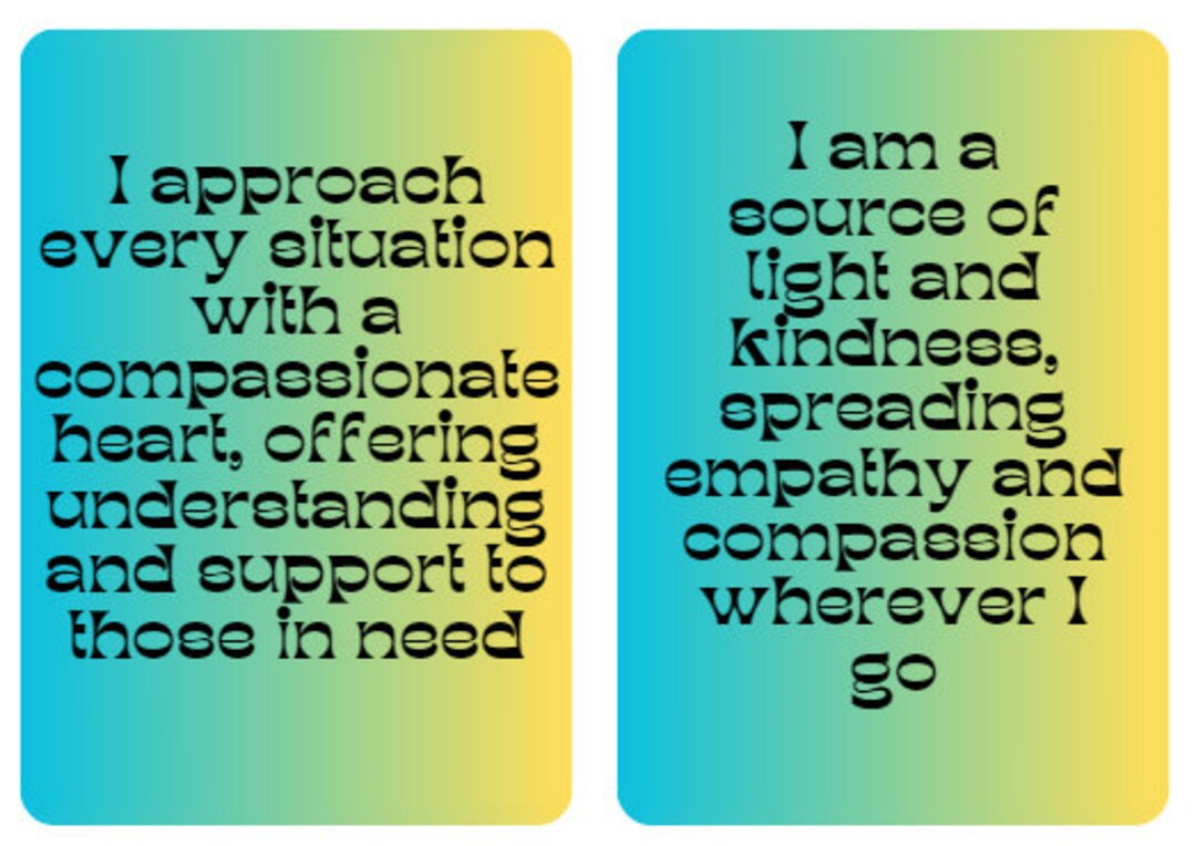 Empathy and Compassion Affirmation Card Set 24 Cards - Etsy