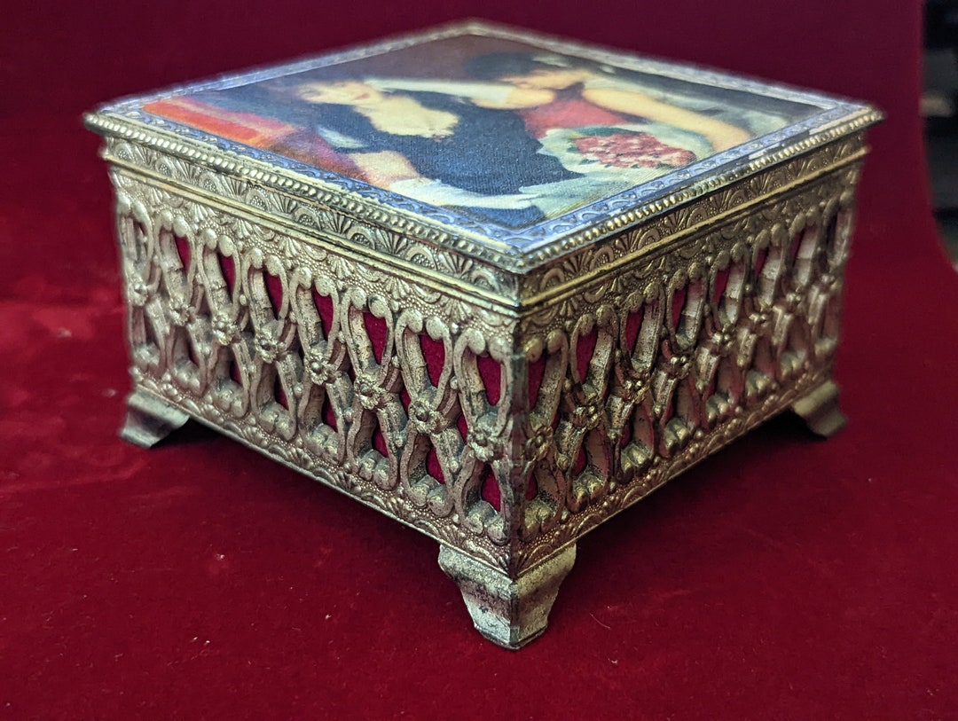 Vintage Metal Trinket Box - at the Concert (box at the Opera), 1880 Art ...