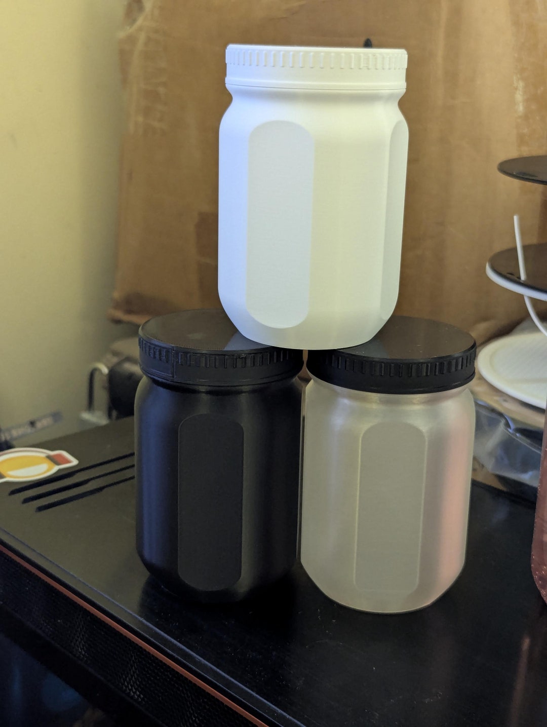 Mason Jar With Threaded Lid - 3D Printed PLA - Non-food Storage ...