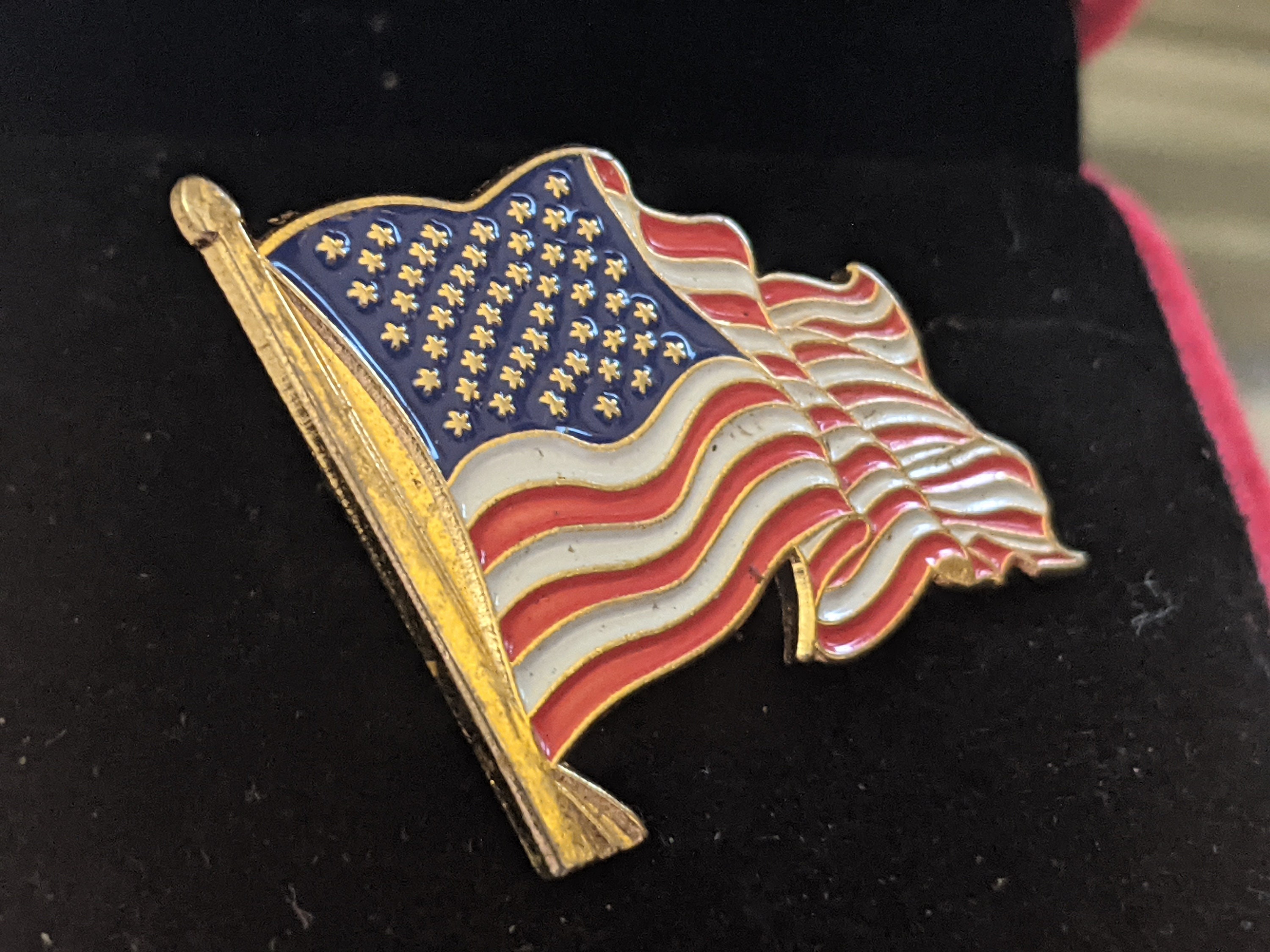 Waving American Flag With Pole PVC Rubber Backed Lapel Pin - Etsy