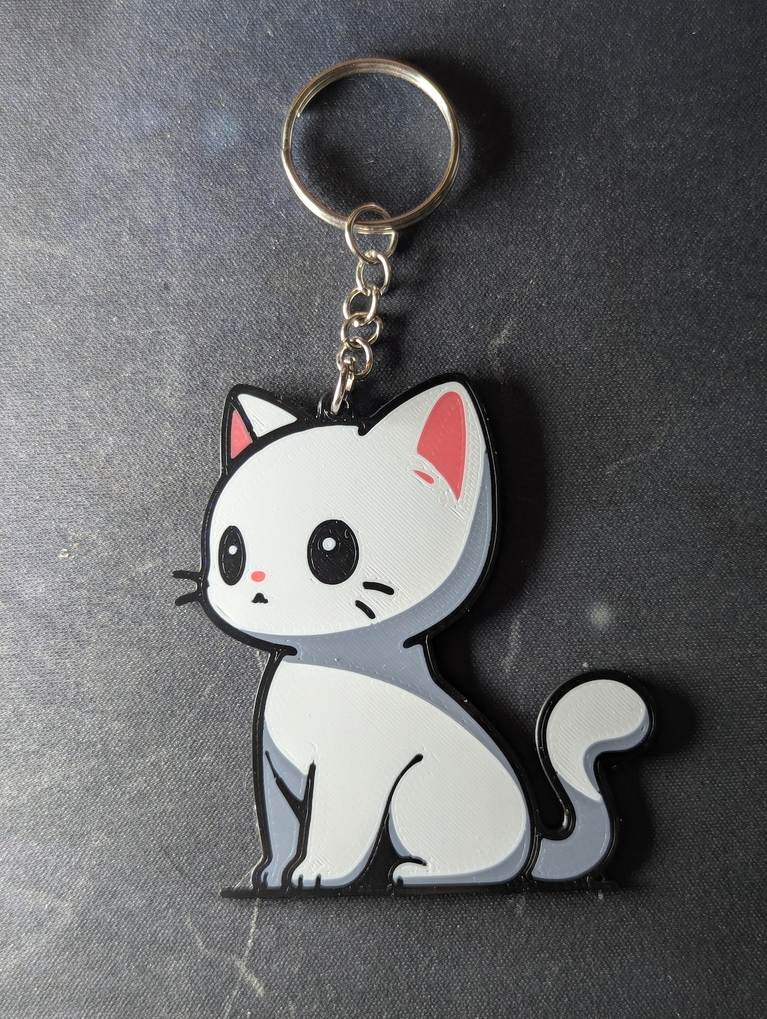 White Kitty Cat Keychain - 3D Printed PLA - Etsy