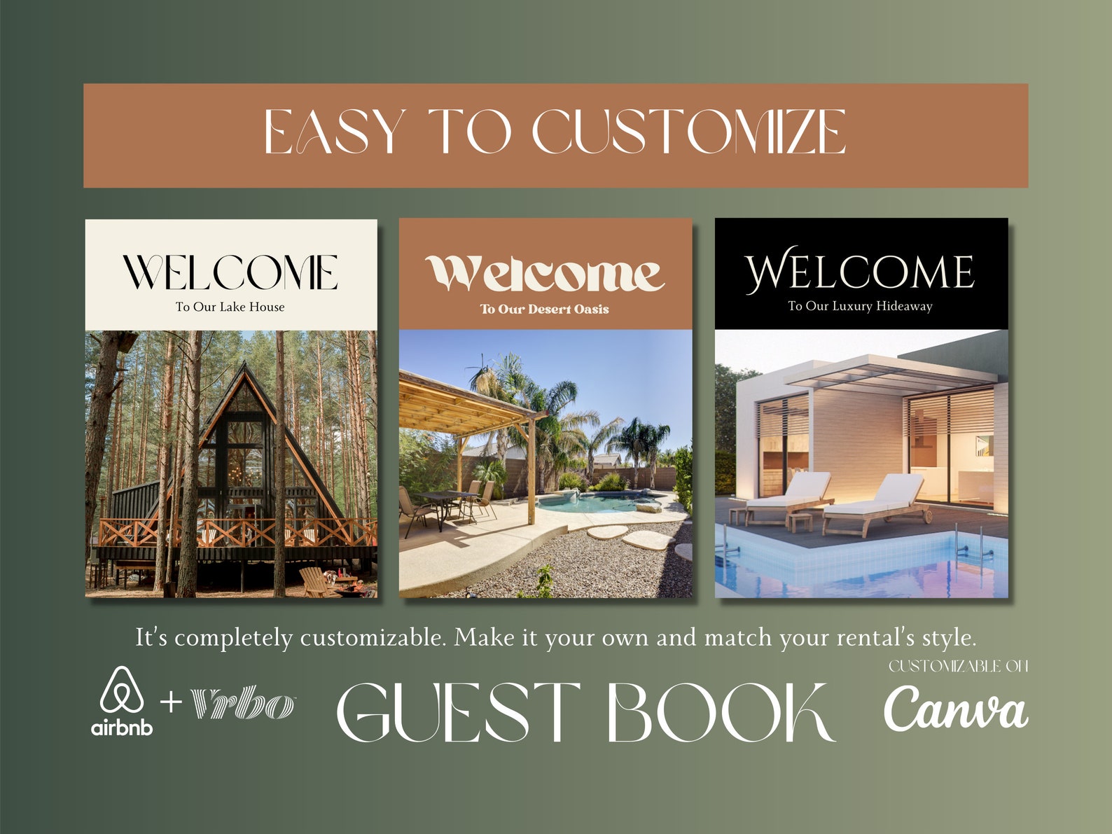Airbnb Guest Book Template | Airbnb Welcome Book Template | Canva ...
