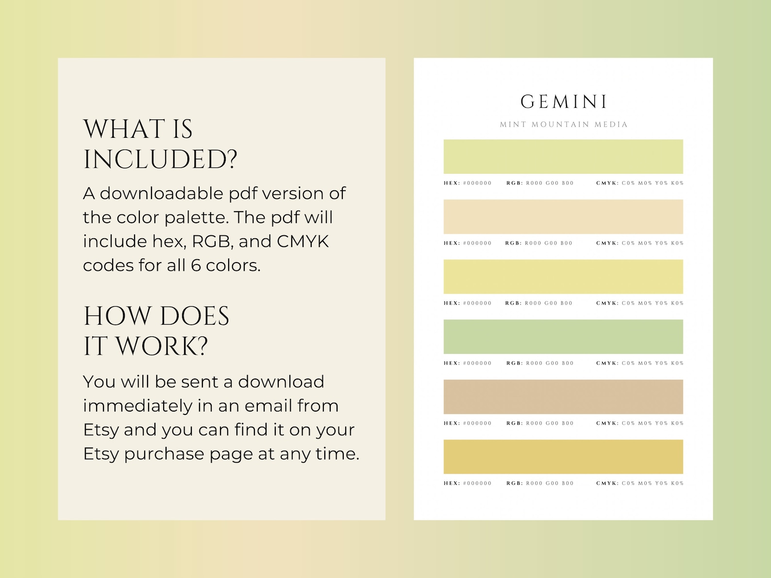 Gemini Color Palette Brand Palette Small Business Branding Wedding ...