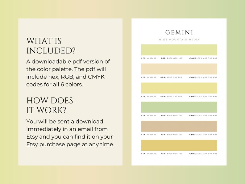 Gemini Color Palette Brand Palette Small Business Branding - Etsy