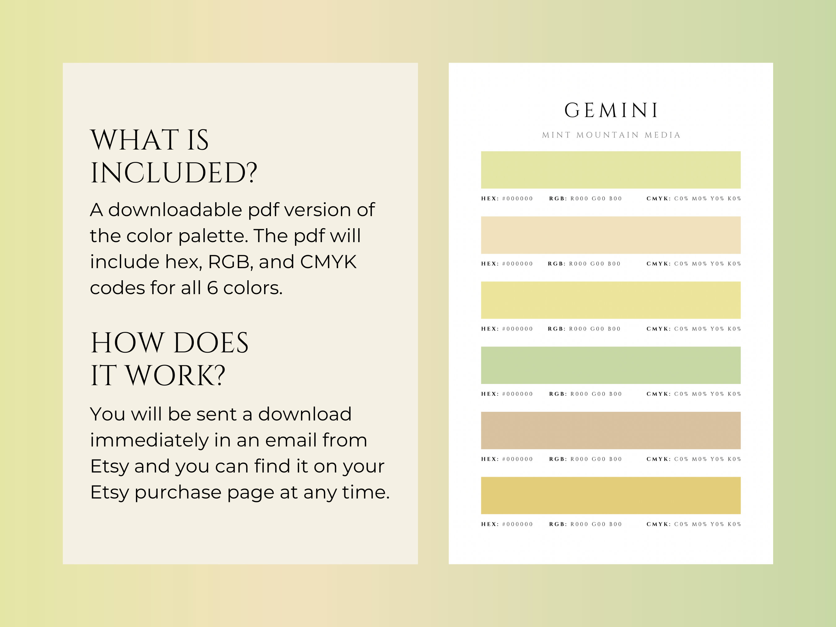 Gemini Color Palette Brand Palette Small Business Branding Wedding ...
