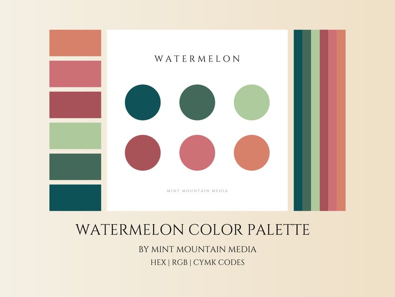 Watermelon Color Palette Brand Palette Small Business Branding Wedding ...