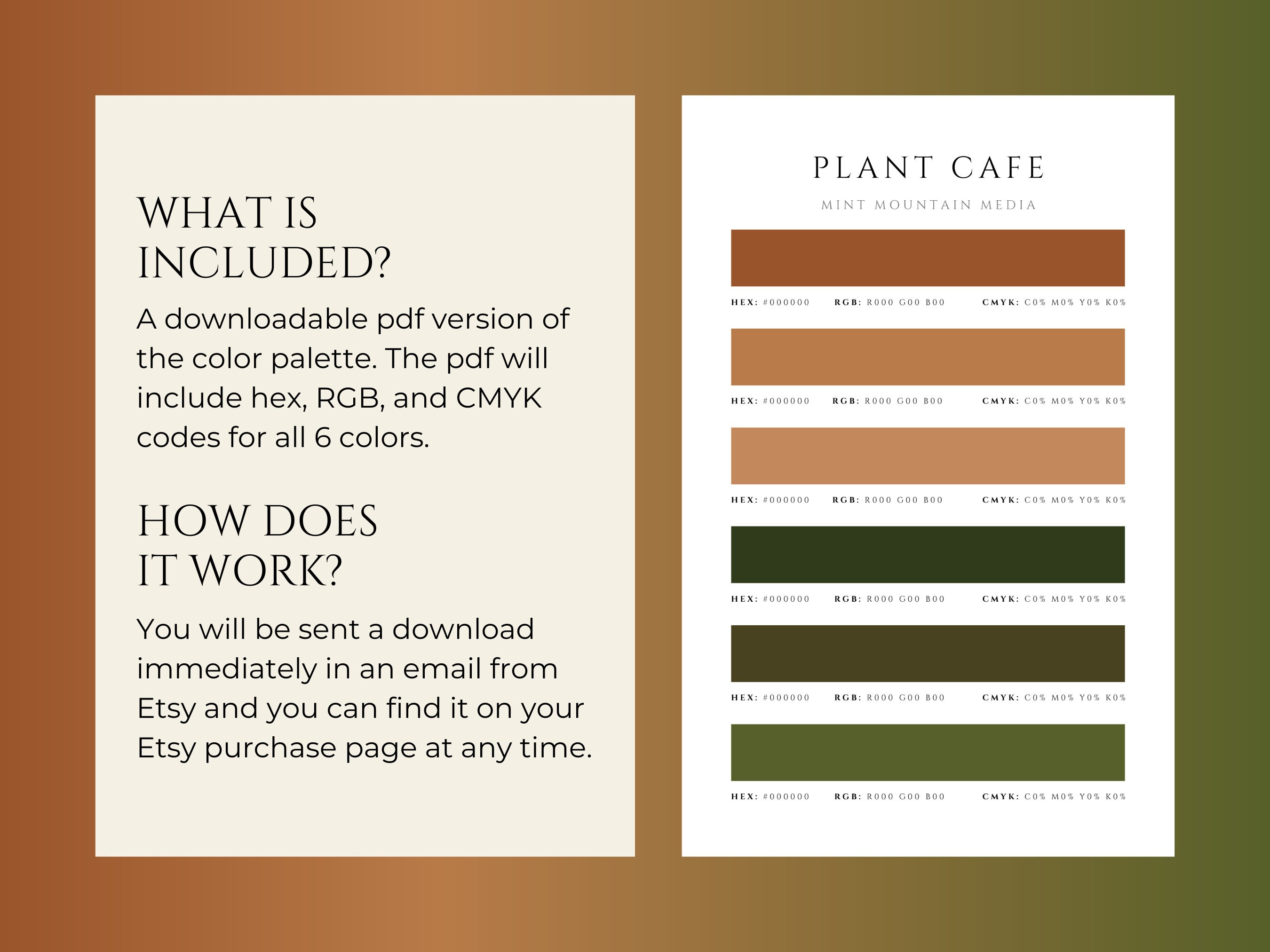 Plant Cafe Color Palette | Brand Palette | Small Business Branding ...