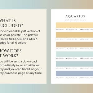 Aquarius Color Palette | Brand Palette | Small Business Branding ...