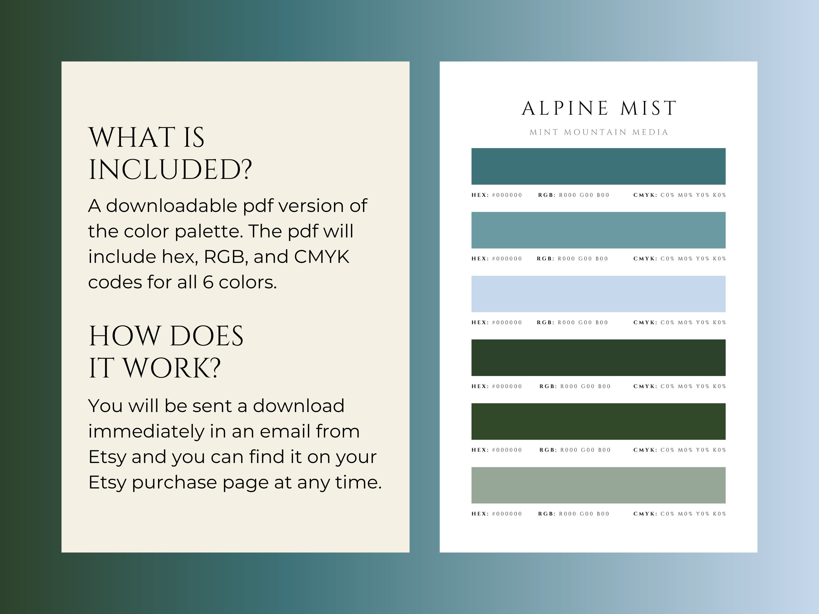 Alpine Mist Color Palette | Brand Palette | Small Business Branding ...