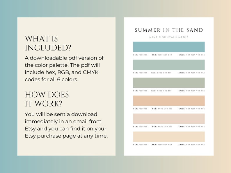 Summer in the Sand Color Palette Brand Palette Small - Etsy