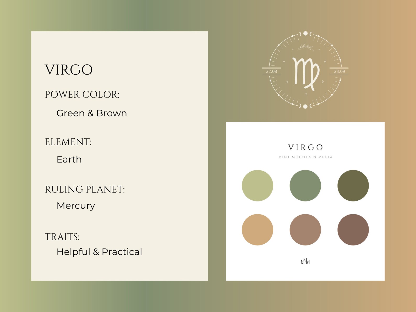 Virgo Color Palette | Brand Palette | Small Business Branding | Wedding ...