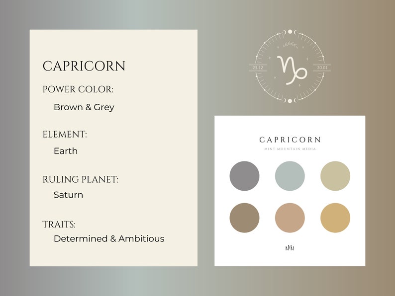 Capricorn Color Palette Brand Palette Small Business - Etsy