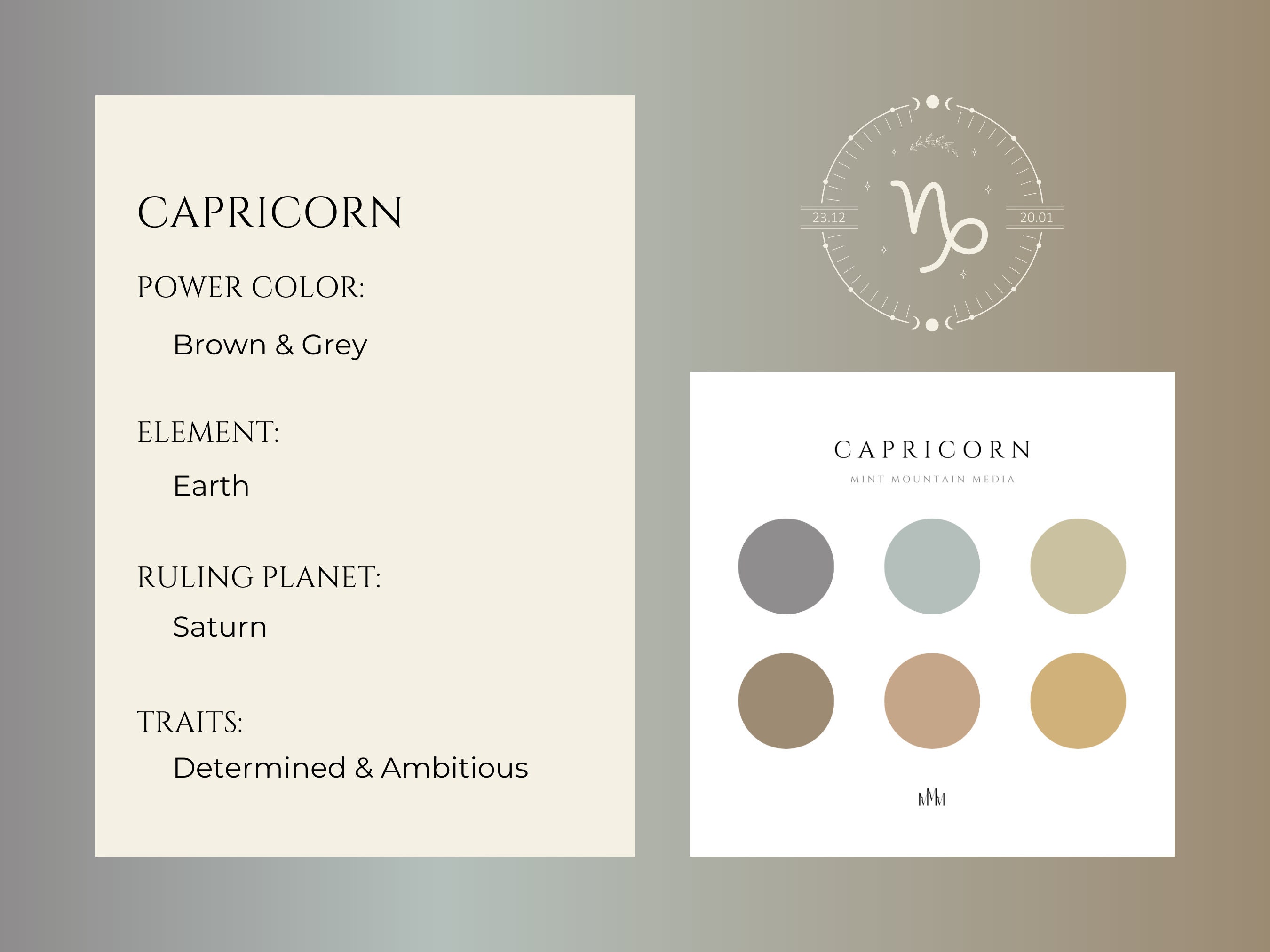 Capricorn Color Palette Brand Palette Small Business Branding Wedding ...