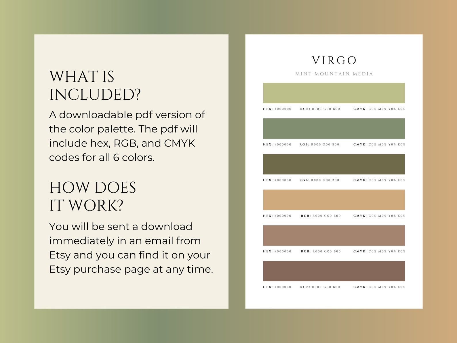 Virgo Color Palette | Brand Palette | Small Business Branding | Wedding ...